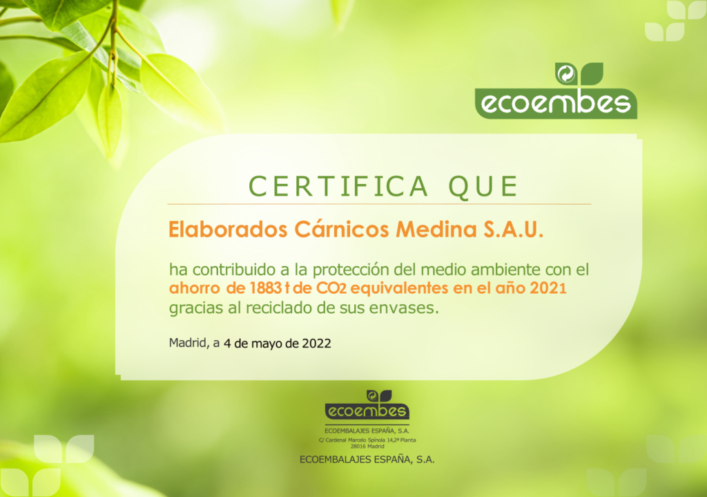 CERTIFICADO ECOEMBES 2021